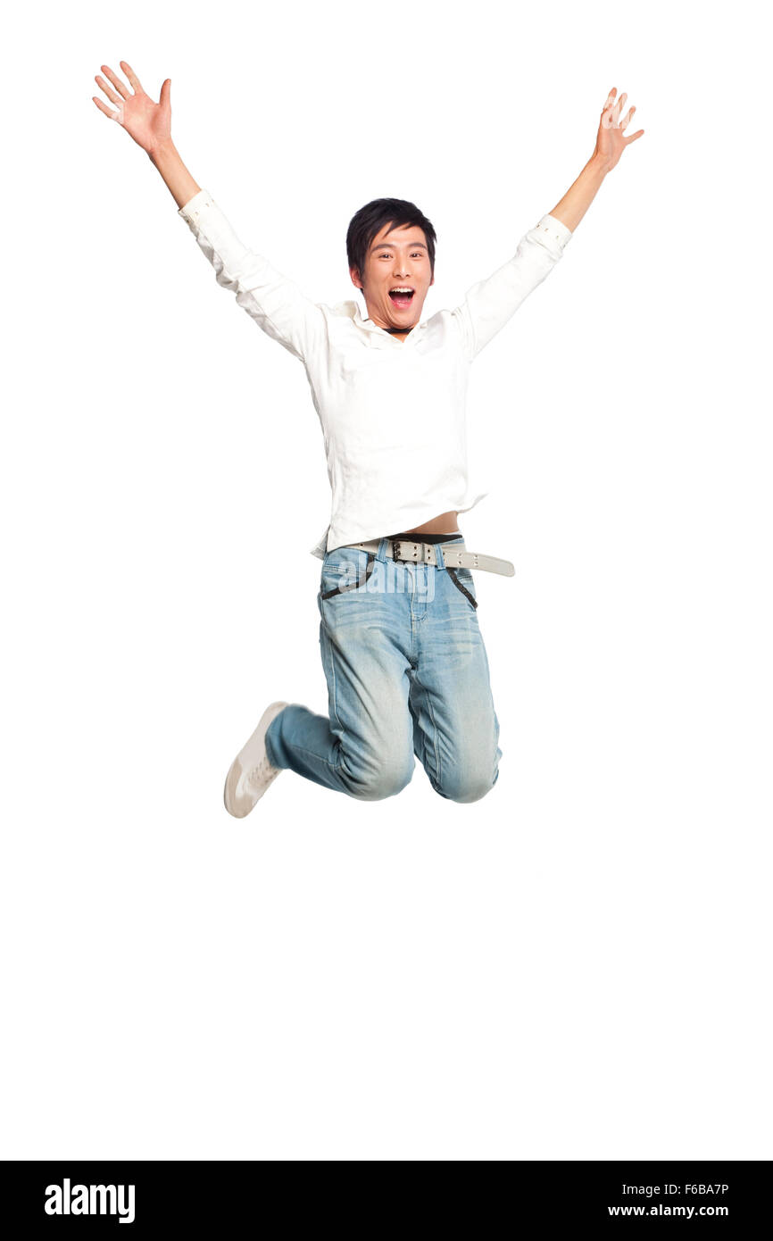 Portrait of a young man mid-air Stock Photo - Alamy