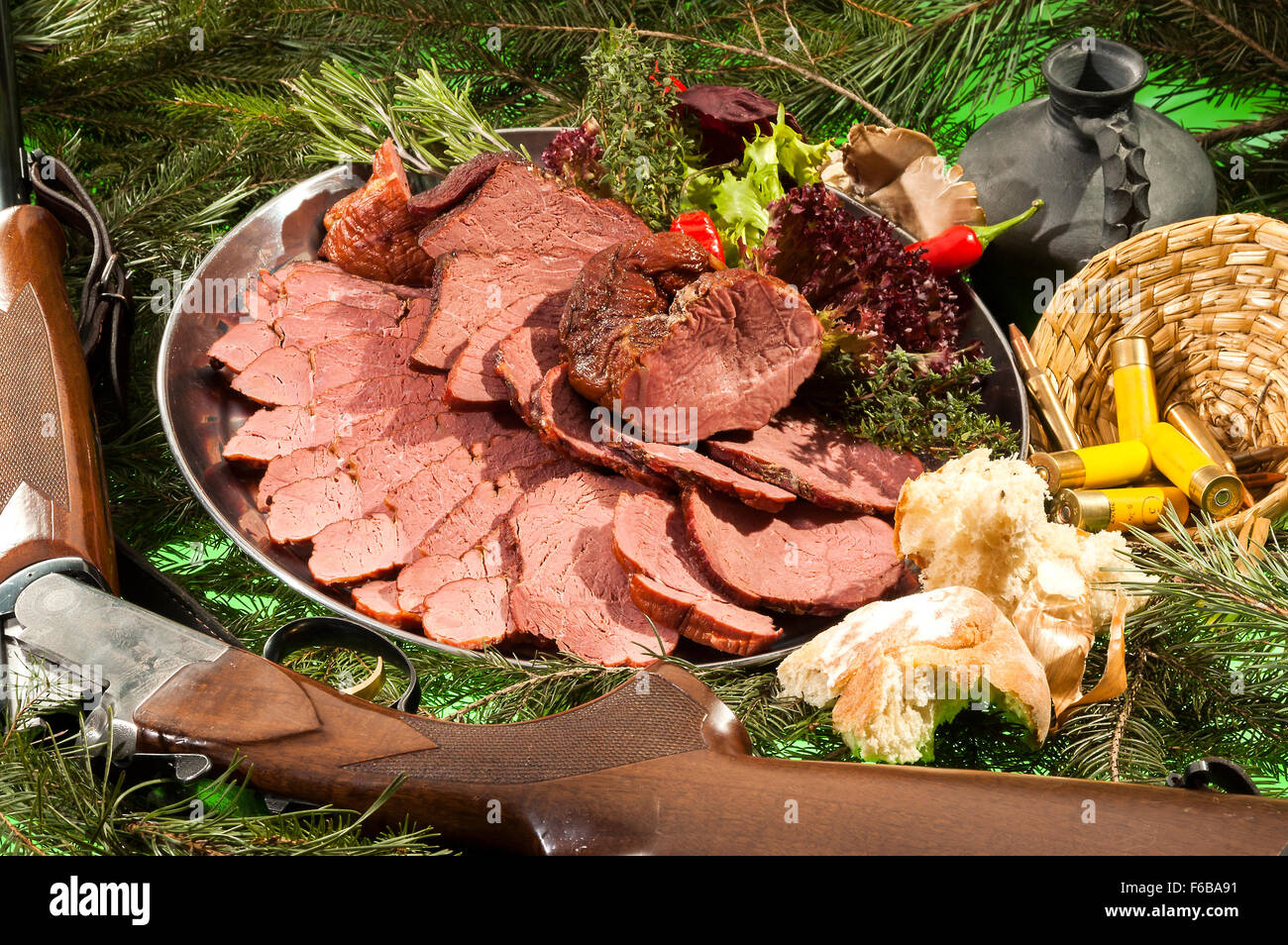 Smoked Boars Rump with vegetable Stock Photo - Alamy