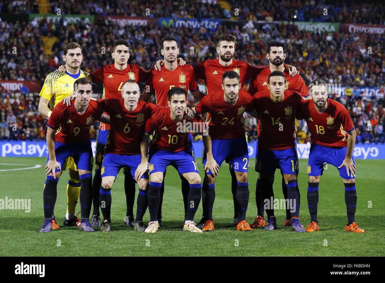 Alicante, Spain. 13th Nov, 2015. Spain team group line-up (ESP ...