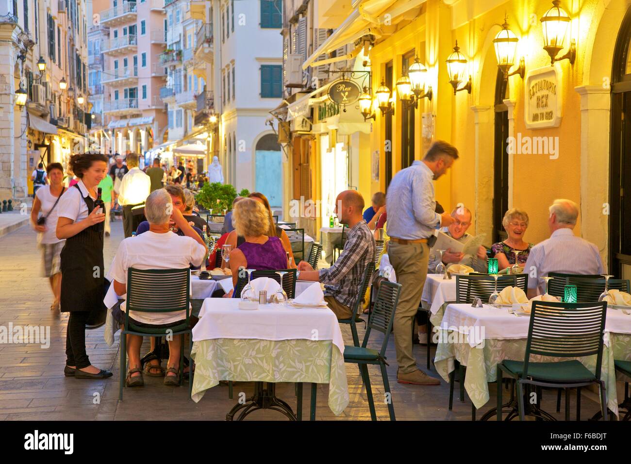 Kapodistriou Street At Night, Corfu Old Town, Corfu, The Ionian Islands ...