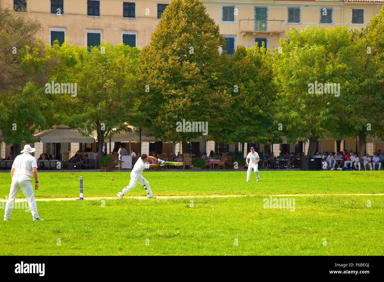 Game Of Cricket, Corfu Old Town, Corfu, The Ionian Islands, Greek ...