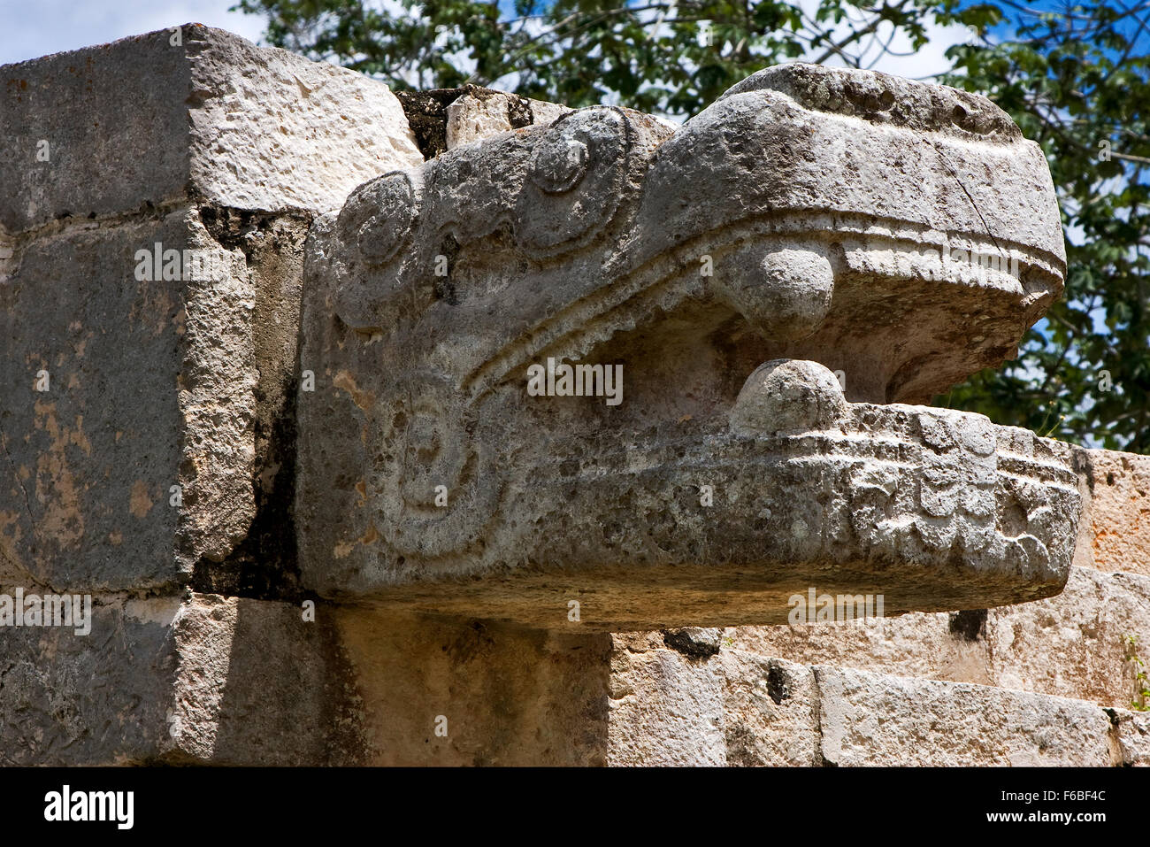mexico skull snake the abstract incision in the old temple of chichen ...