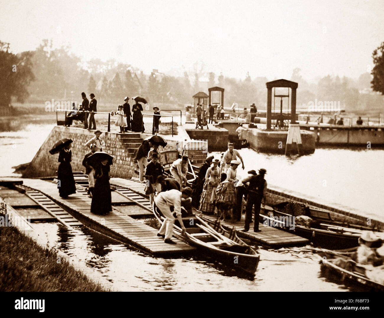 Teddington Lock River Thames - Victorian period Stock Photo - Alamy