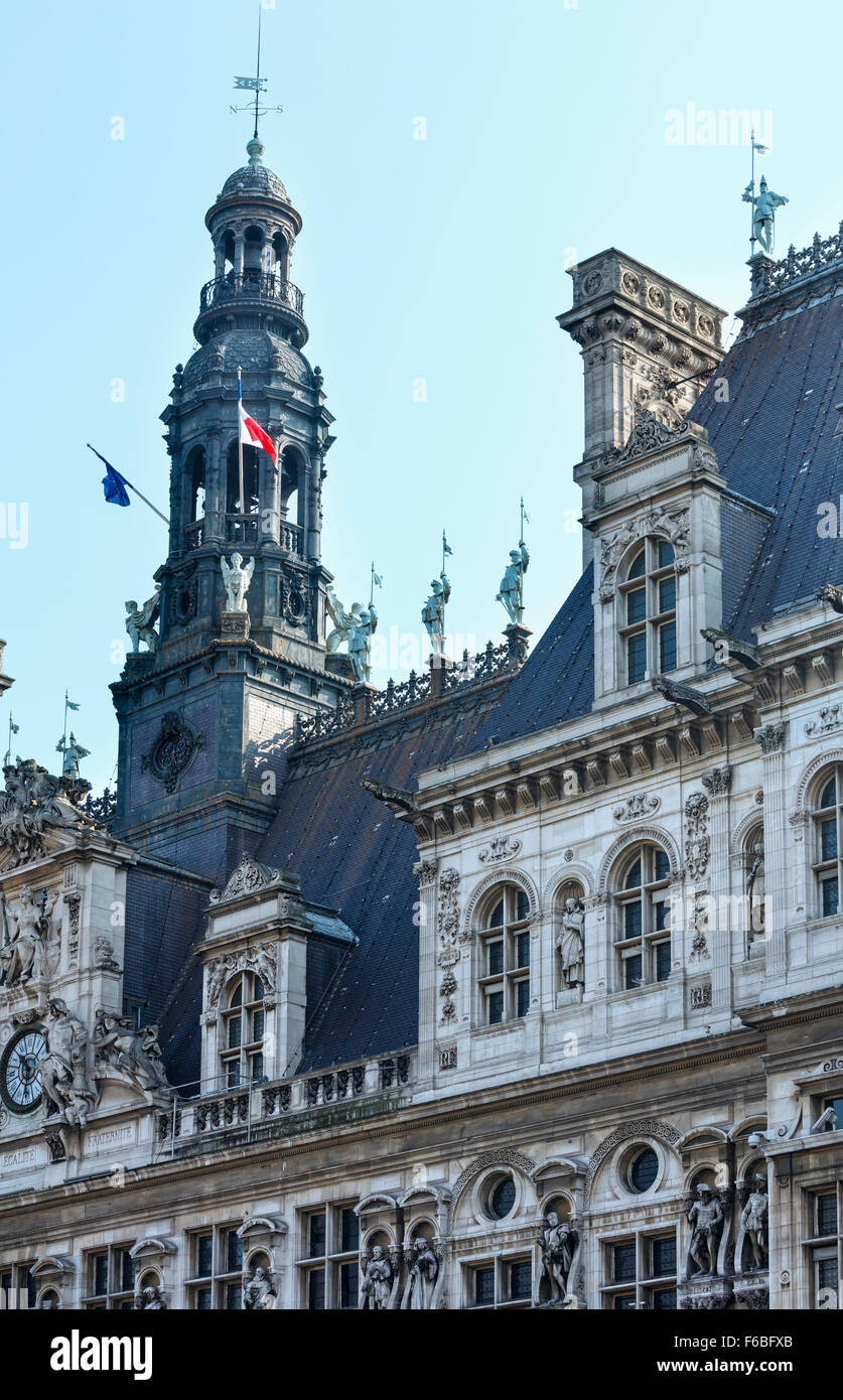 The Hotel de Ville, City Hall in Paris, France. Build in 1533-1835 ...