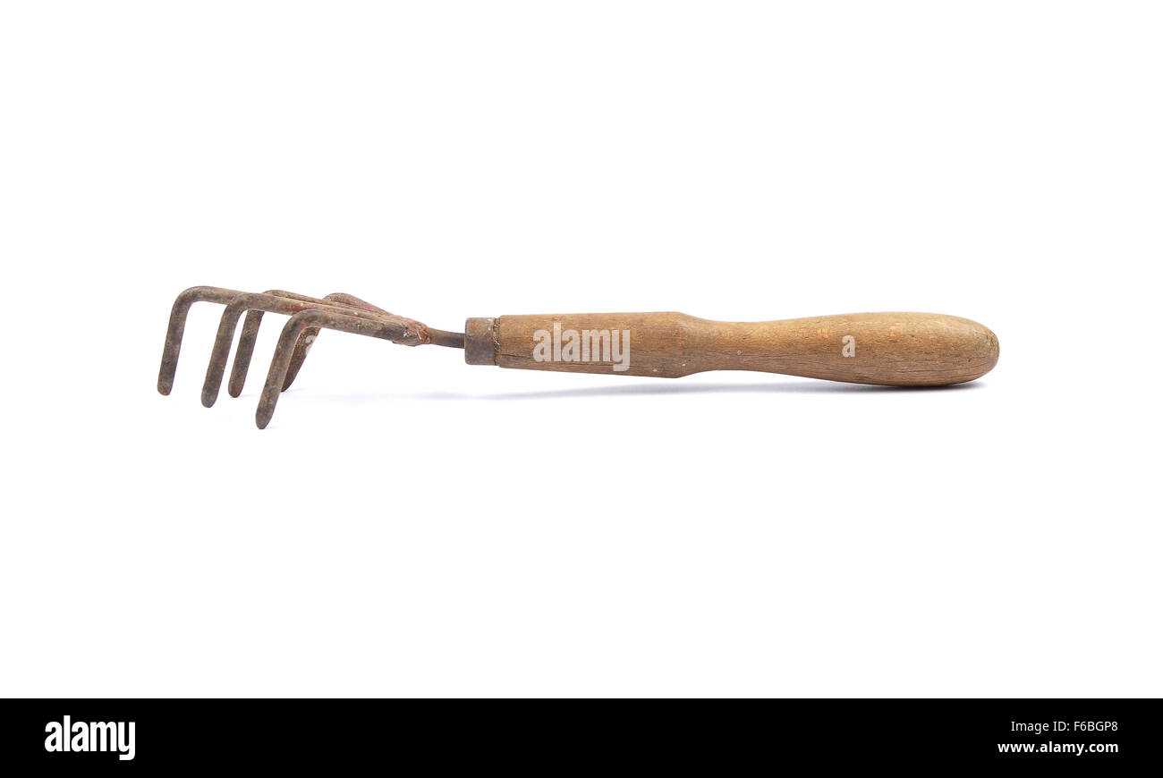 Hand rake on white Stock Photo - Alamy