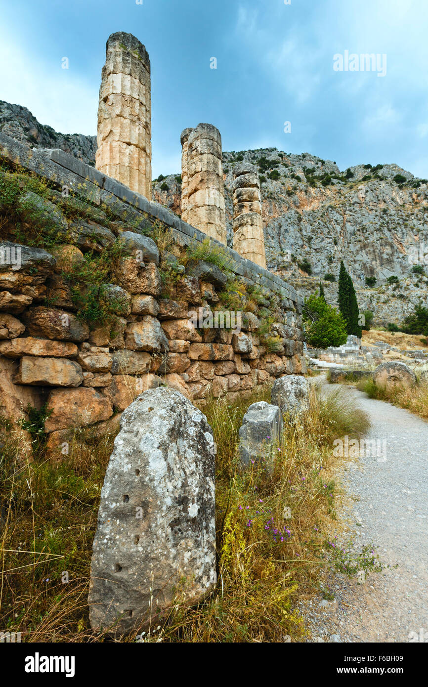 Excavations of the ancient Delphi city along the slope of Mount ...