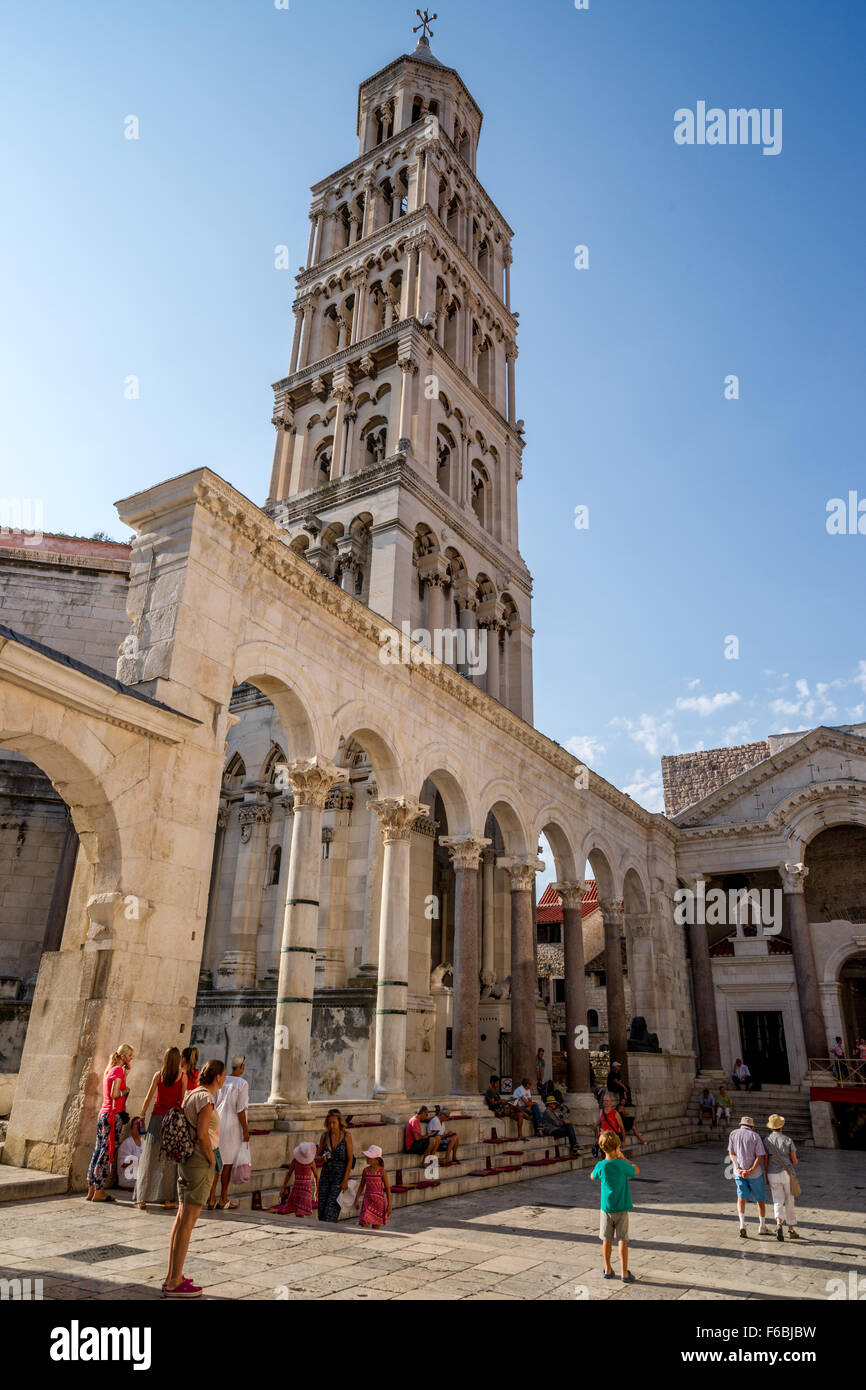 Historical center of Split with view of Bell Tower of Cathedral of ...