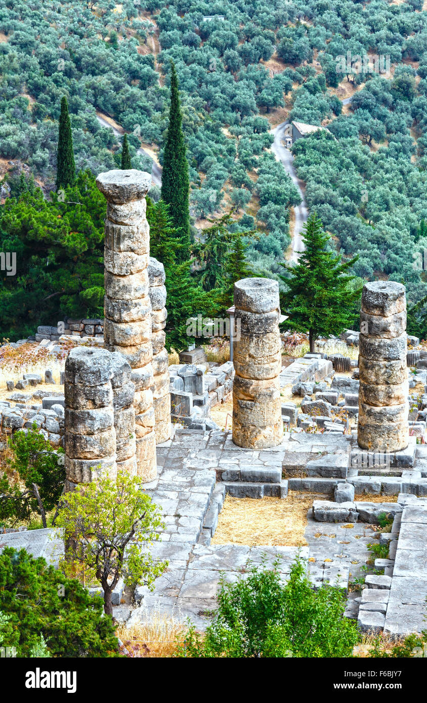 Excavations of the ancient Delphi city along the slope of Mount ...