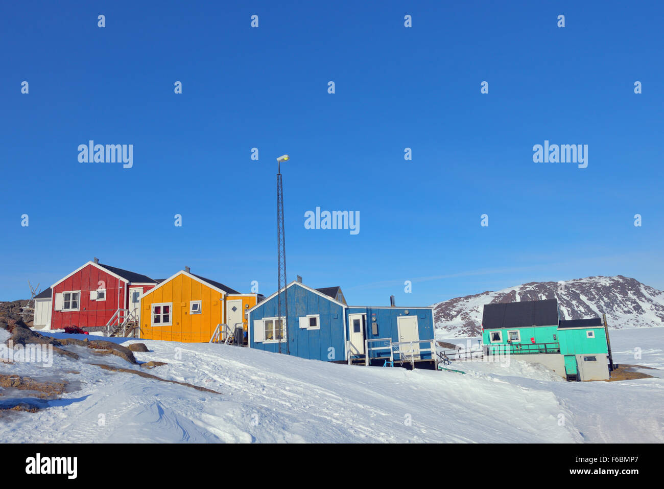 Colorful houses in Greenland in spring time Stock Photo - Alamy