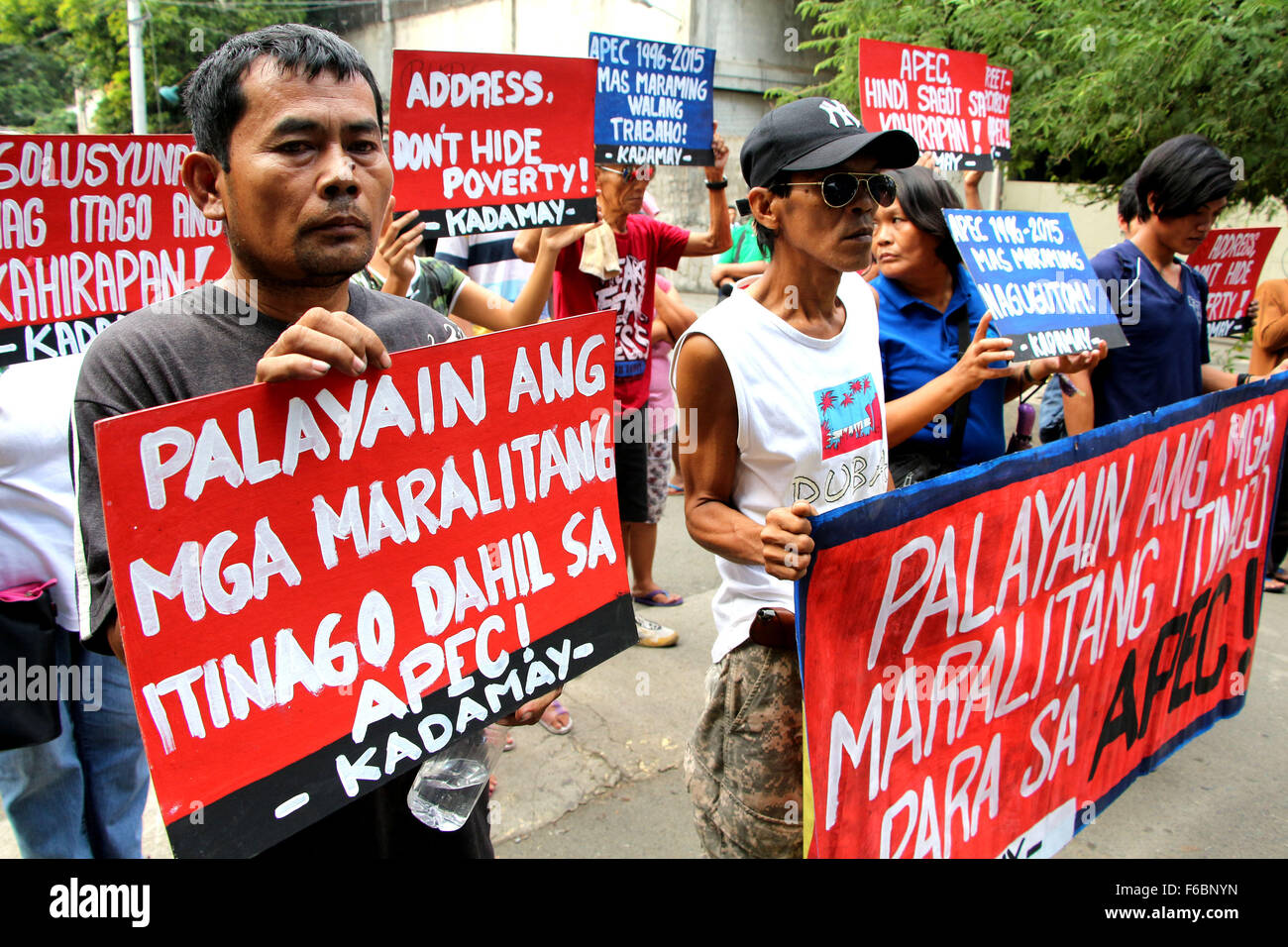 Philippines. 16th Nov, 2015. Urban poor group Kadamay protest in front ...