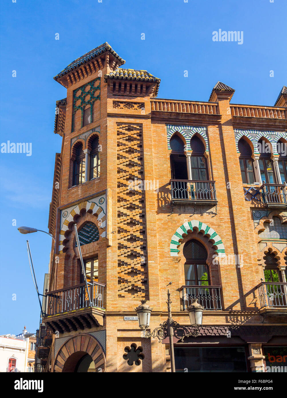 arabesque style buildings with highly decorated in Seville, Spain Stock ...