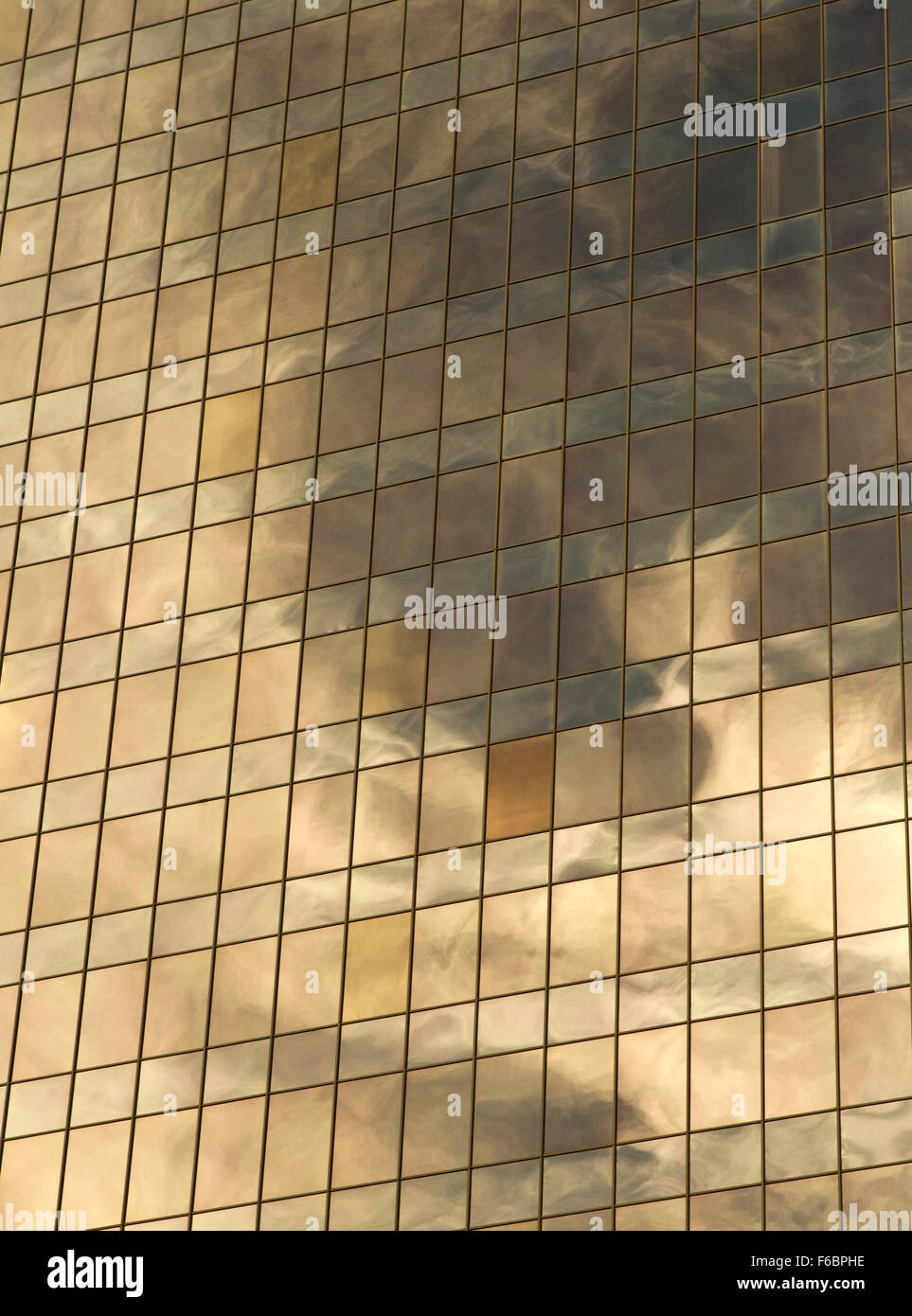 Golden reflections on office building windows in downtown Indianapolis ...