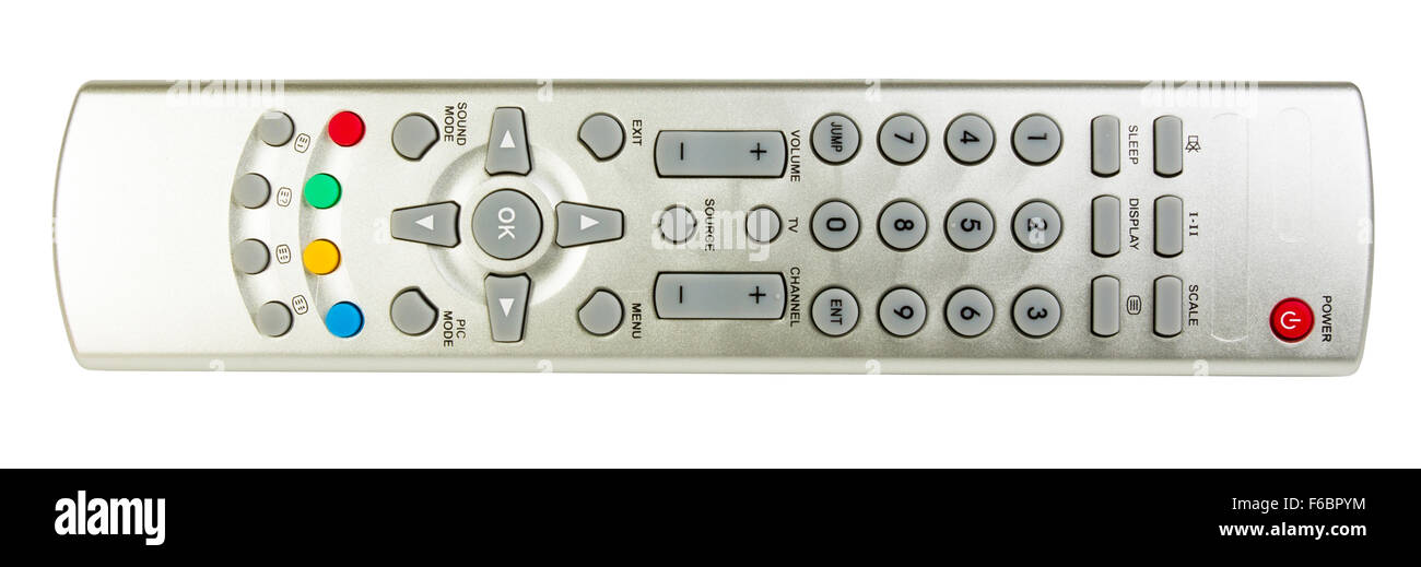 TV remote control isolated on white background Stock Photo - Alamy