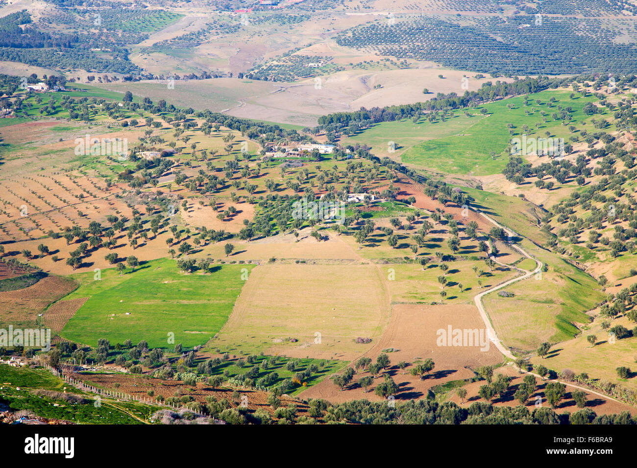 from high in the village morocco africa field and constructions Stock ...