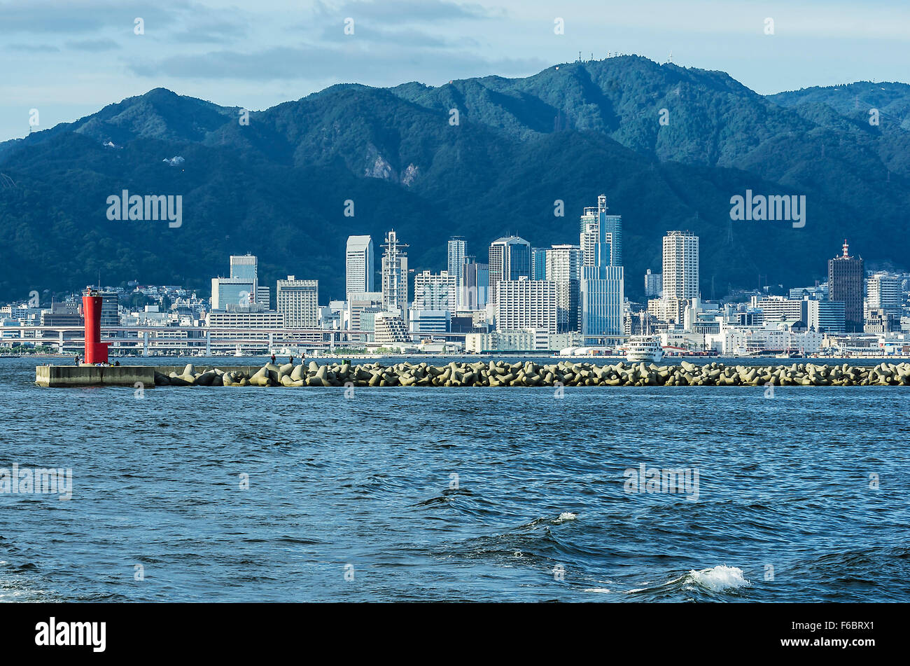 Skyline, Hatobacho, Rokko Mountain recreation area behind, Kobe, Honshu ...