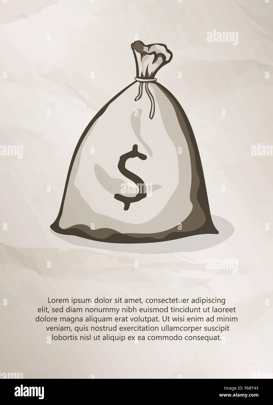 Money bag on grunge background. Vintage Label, Logo, Frame, Brochures ...