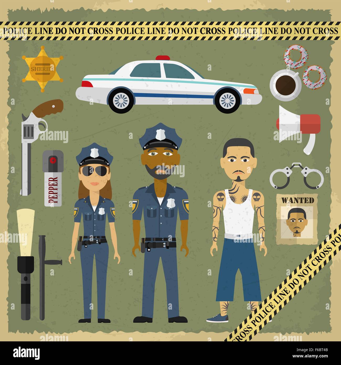 Two police officers guard crime Stock Vector Images - Alamy