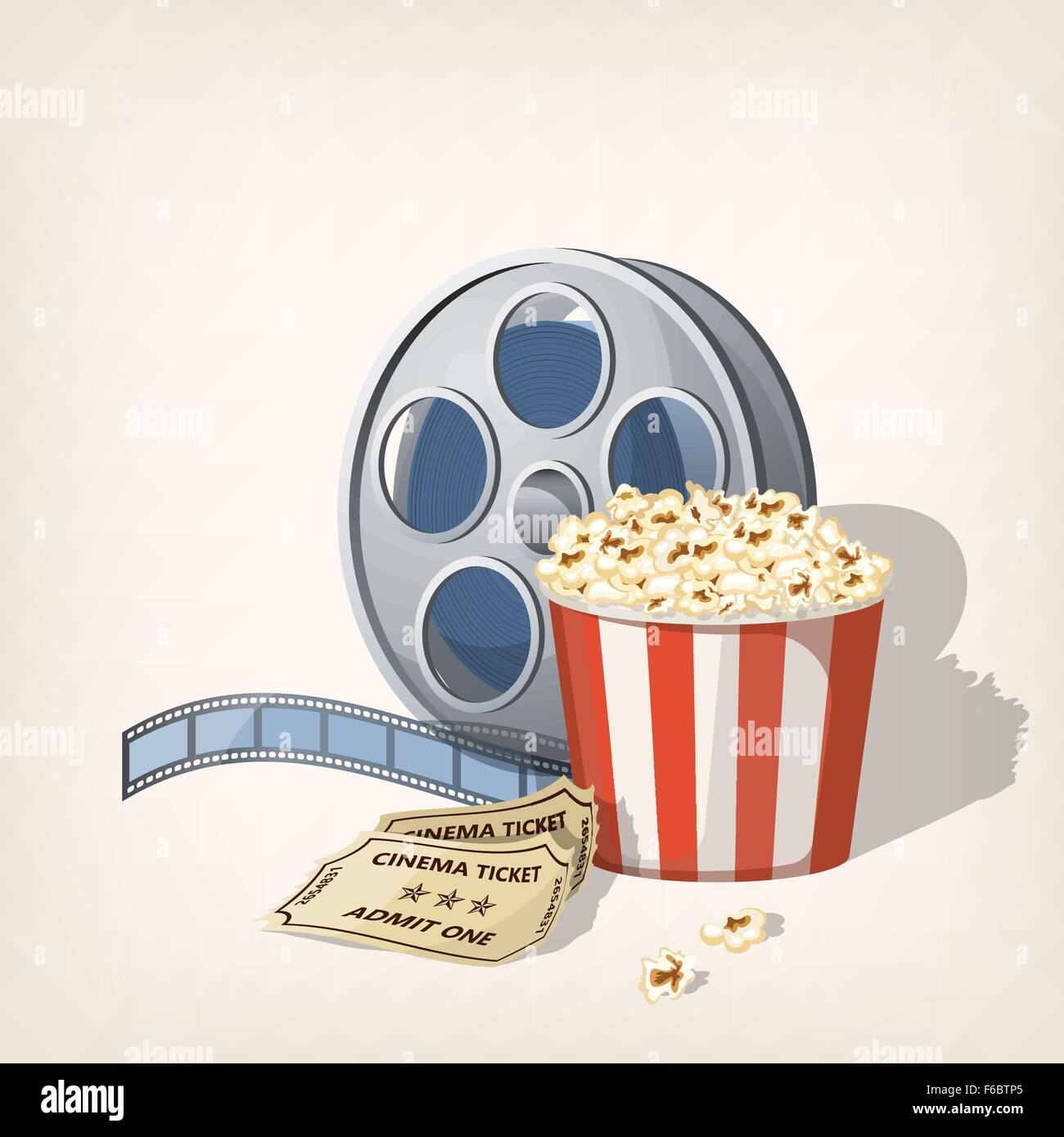 Popcorn box, film strip and tickets. Cinema Poster Design Template ...