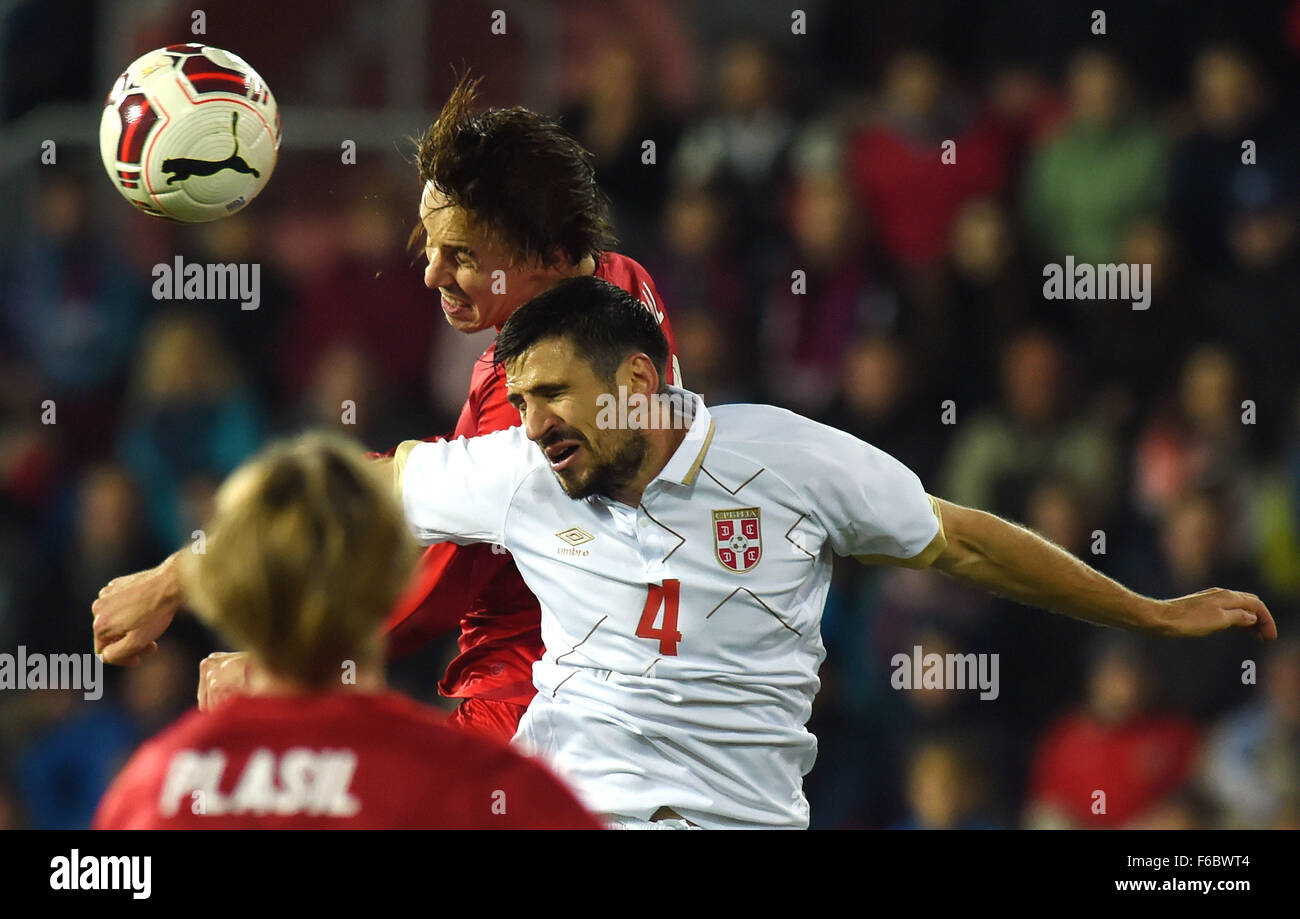 Ostrava, Czech Republic. 13th Nov, 2015. Daniel Pudil (CZE), back, and ...