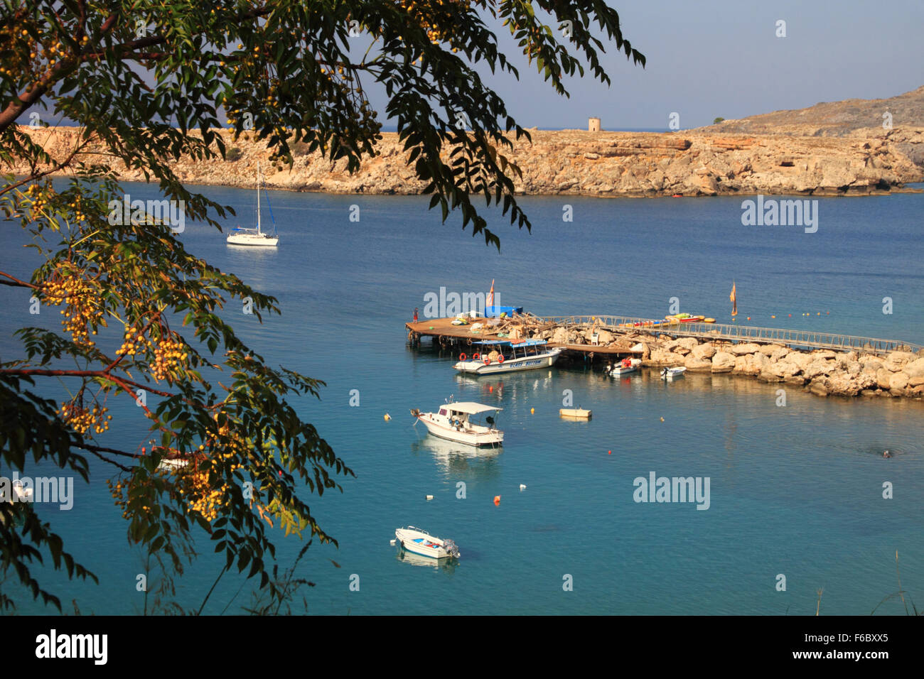 Lindos Bay, Rhodes, Greece Stock Photo - Alamy