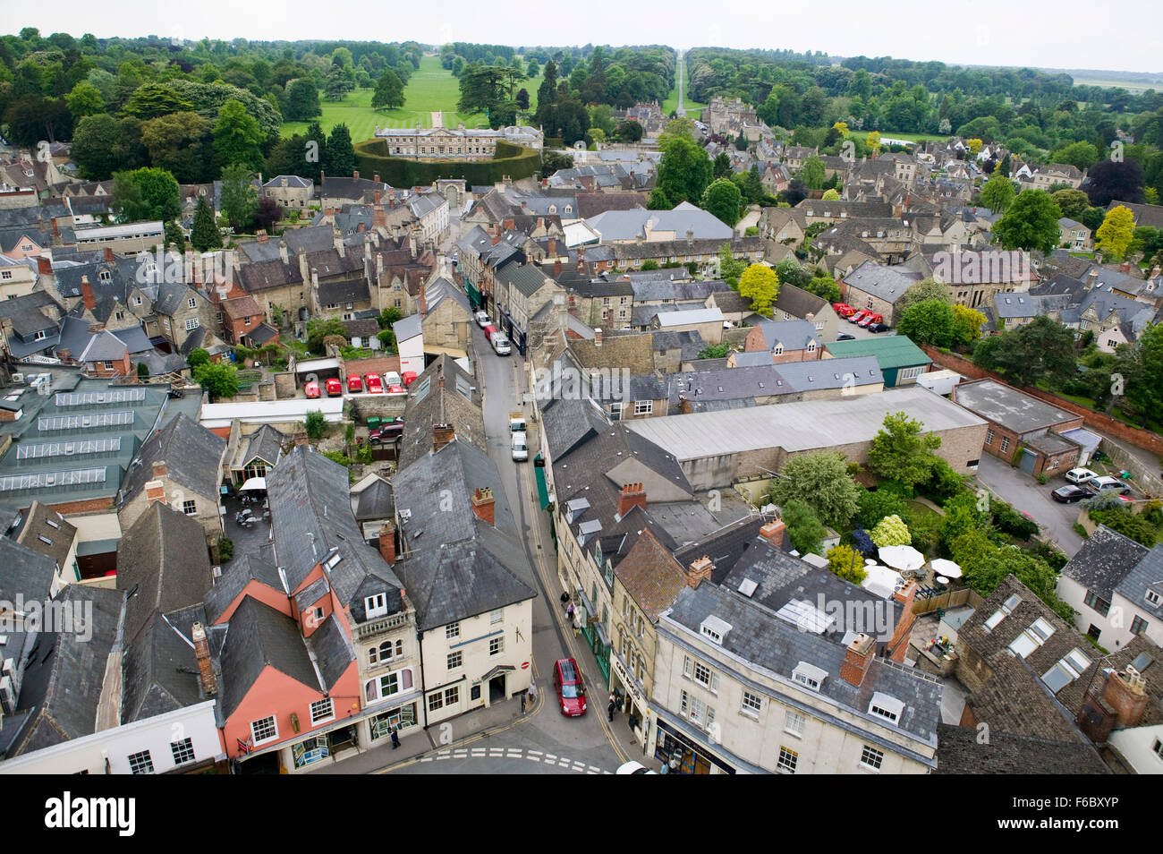 The Bathurst estate and house hidden behind a large hedge in the centre ...