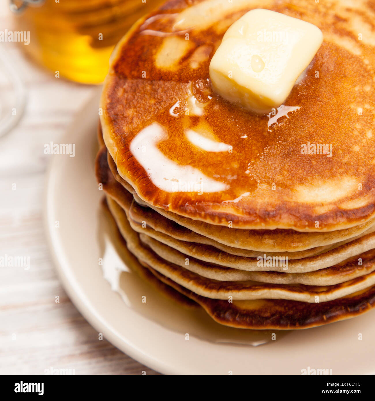 High pile of delicious pancakes Stock Photo - Alamy