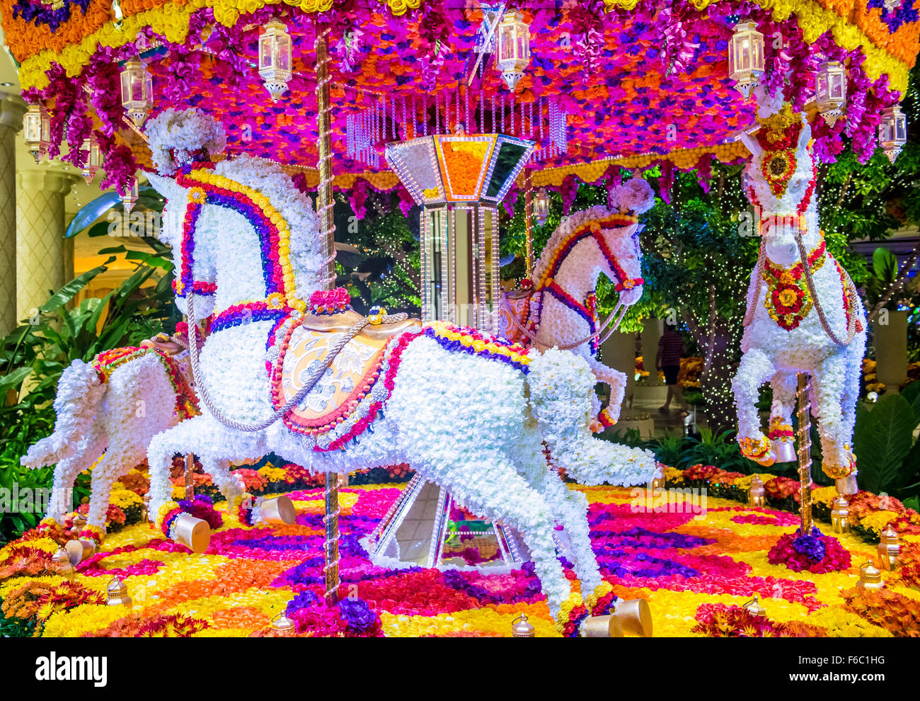 Flowers installation at the Wynn Hotel and casino in Las Vegas Stock ...