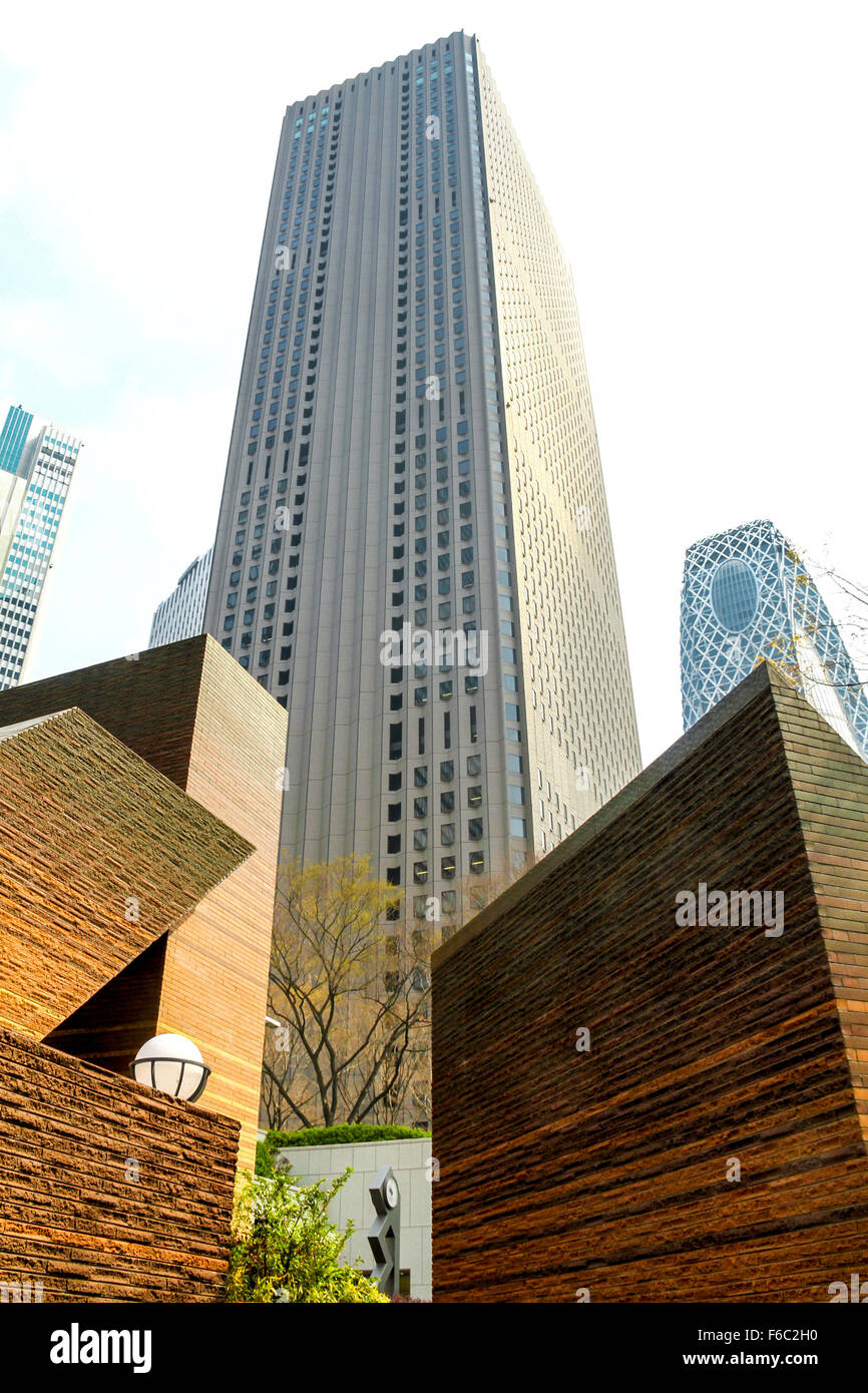 Tall skyscrapers of Shinjuku district in Tokyo, Japan. Vertically ...