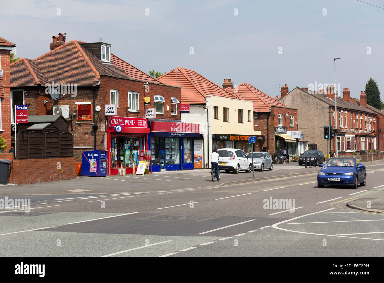 Parade of local shops, including Chapel Wines off-licence and Irlam ...