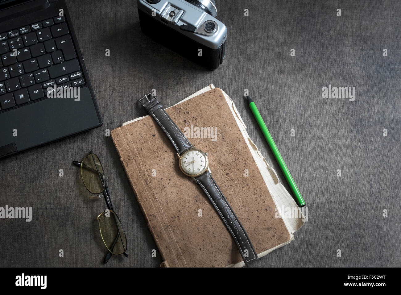 photographer's creative workspace, from above Stock Photo - Alamy