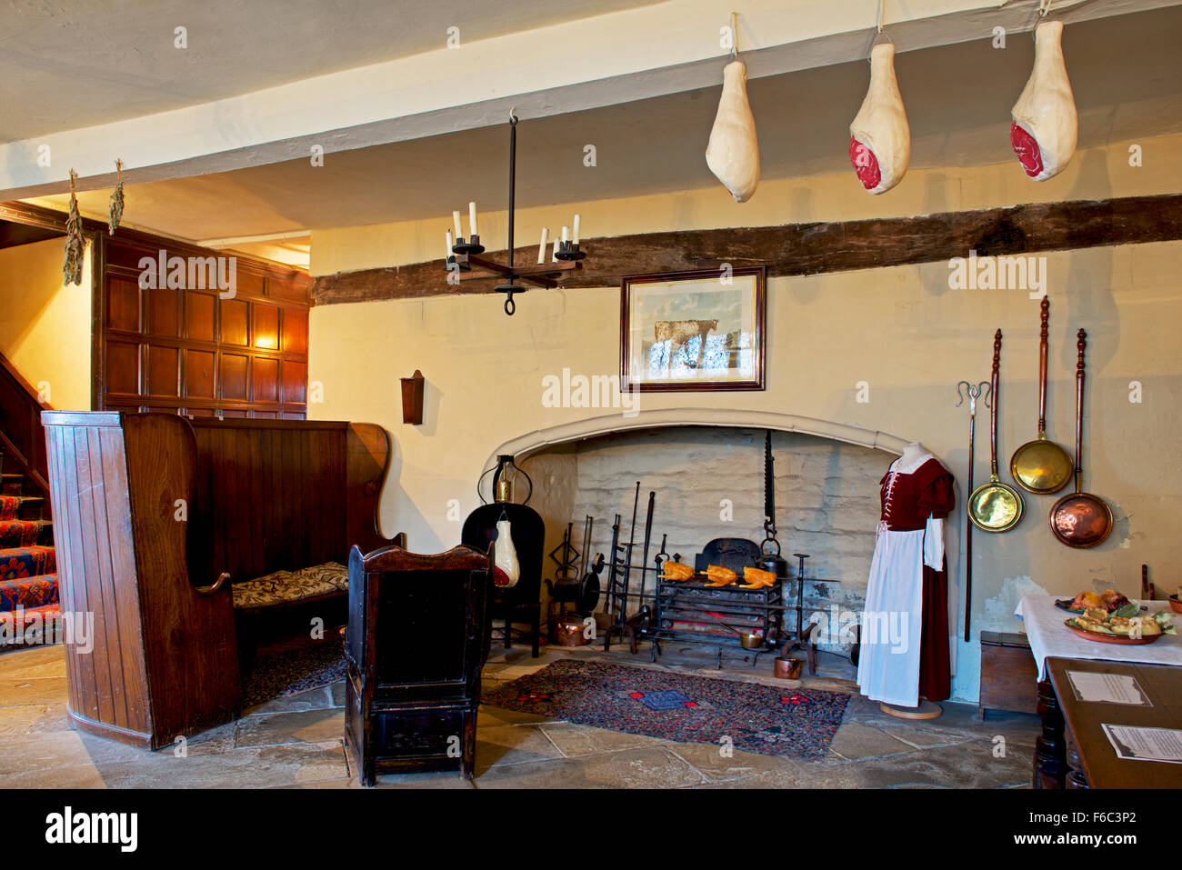 The interior of Riddlesden Hall, near Keighley, West Yorkshire, England ...