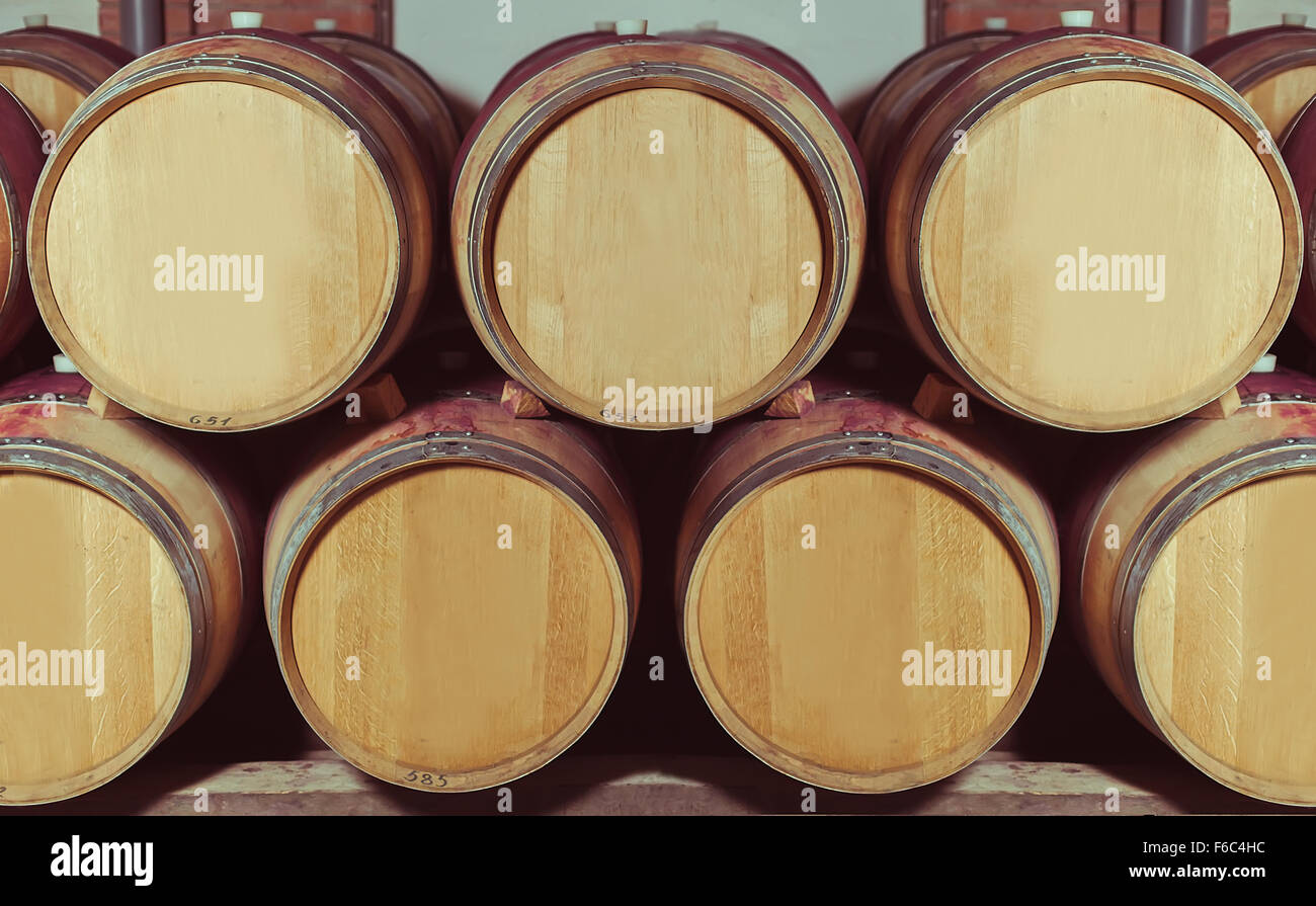 Stacked oak barrels in winery hi-res stock photography and images - Alamy