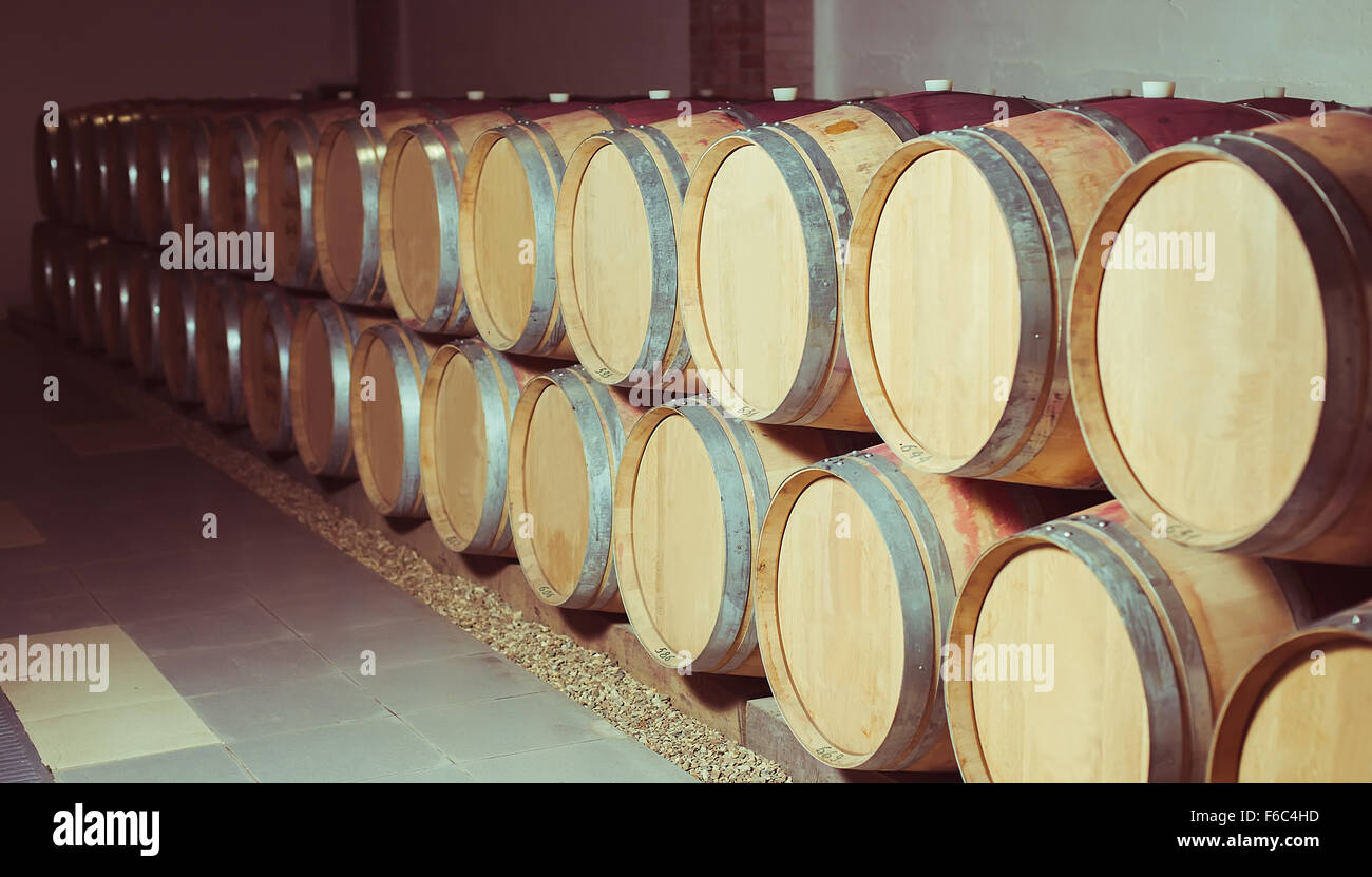 Stacked oak barrels in winery hi-res stock photography and images - Alamy