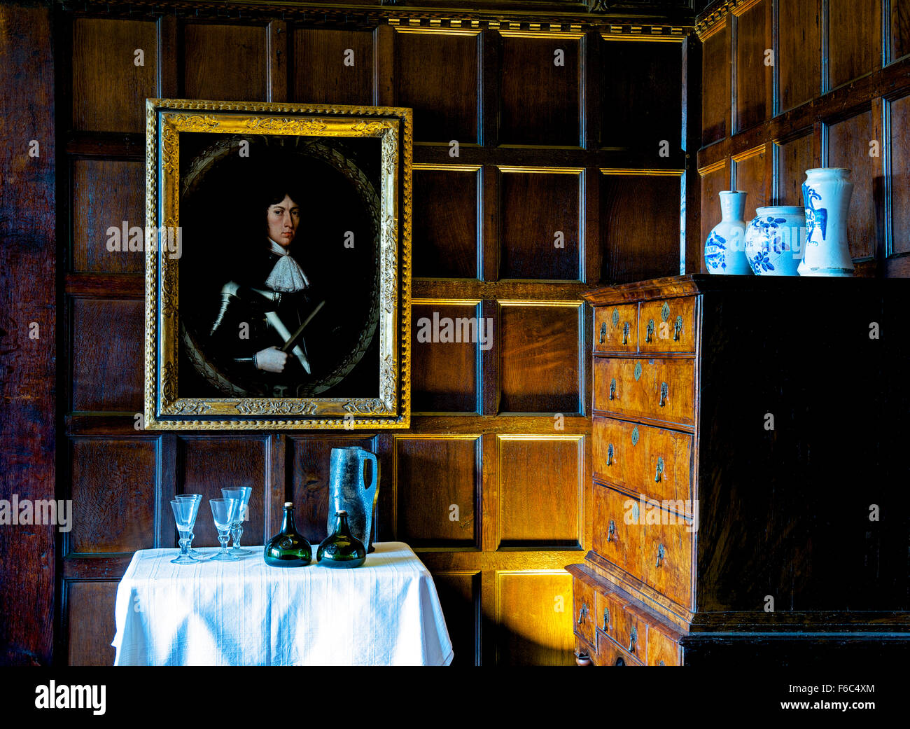 The interior of Riddlesden Hall, near Keighley, West Yorkshire, England ...