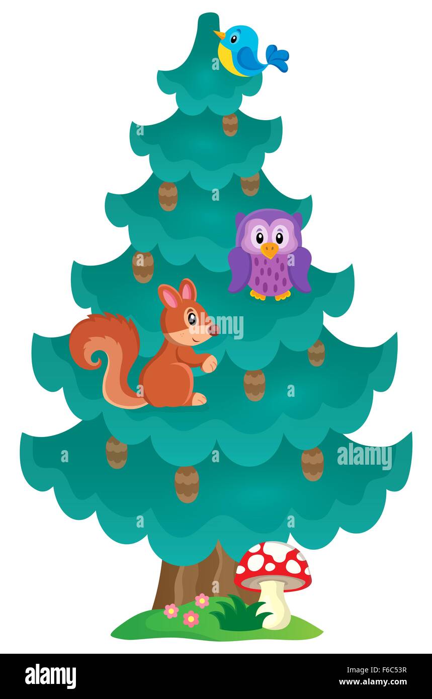 Coniferous tree theme image 2 - picture illustration Stock Photo - Alamy