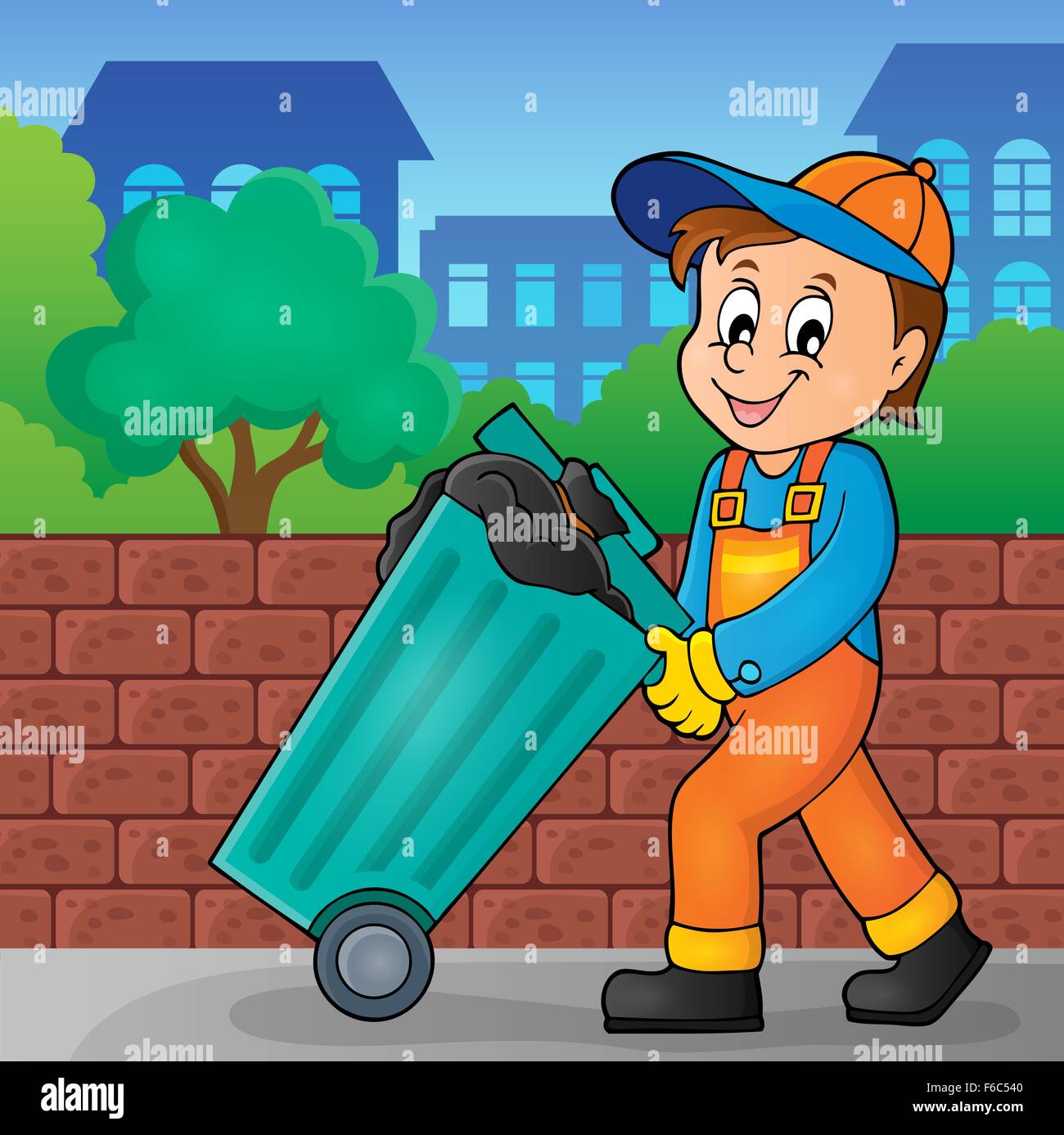 Garbage collector theme image 2 - picture illustration Stock Photo - Alamy