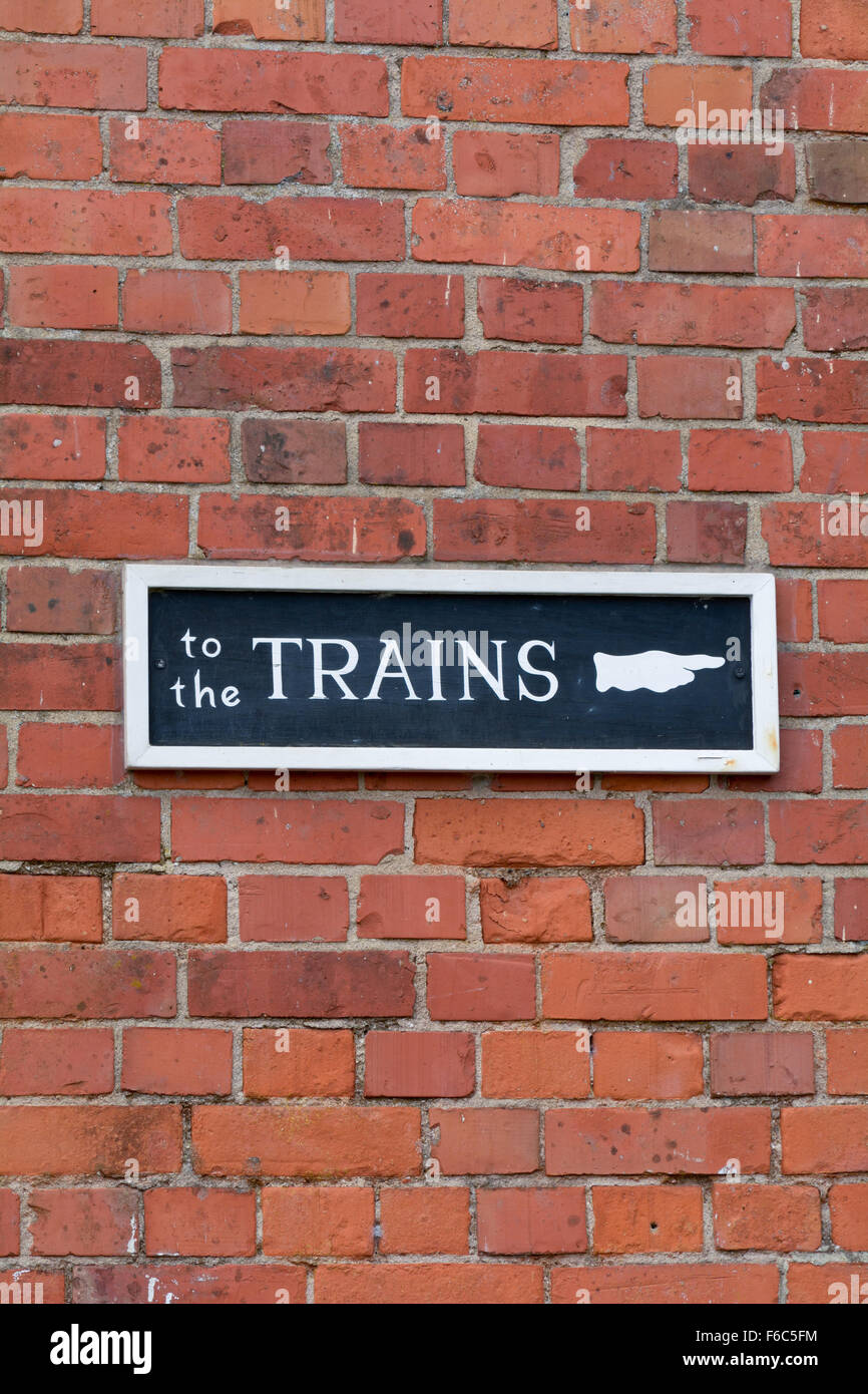 To The Trains sign on wall at Staverton Railway Station in Devon ...