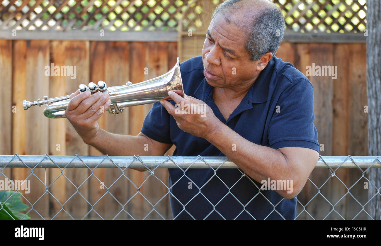 Jazz musician with his horn Stock Photo - Alamy