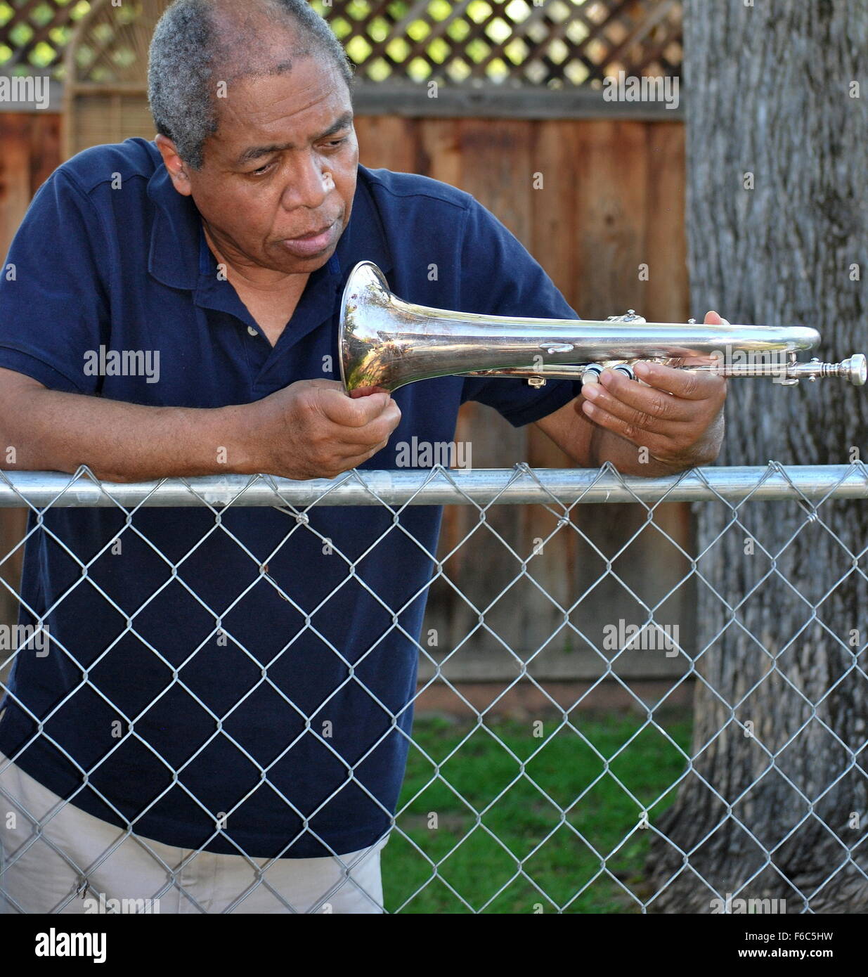 Jazz musician with his horn Stock Photo - Alamy