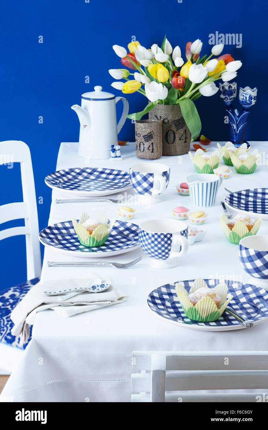 A table laid with a Dutch theme Stock Photo - Alamy