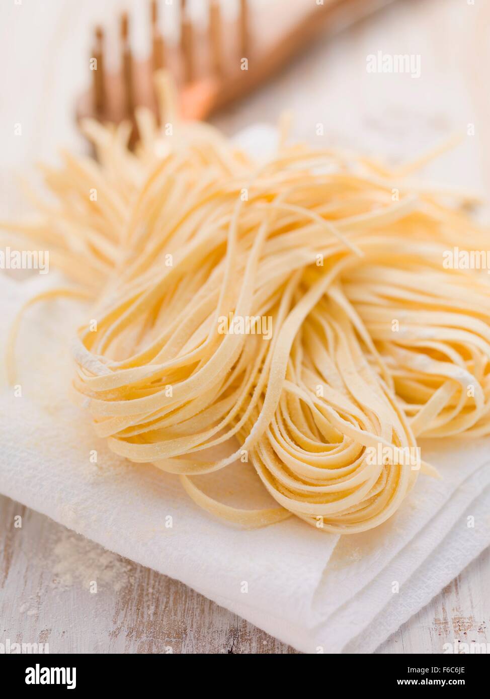 Home-made ribbon pasta on kitchen roll Stock Photo - Alamy