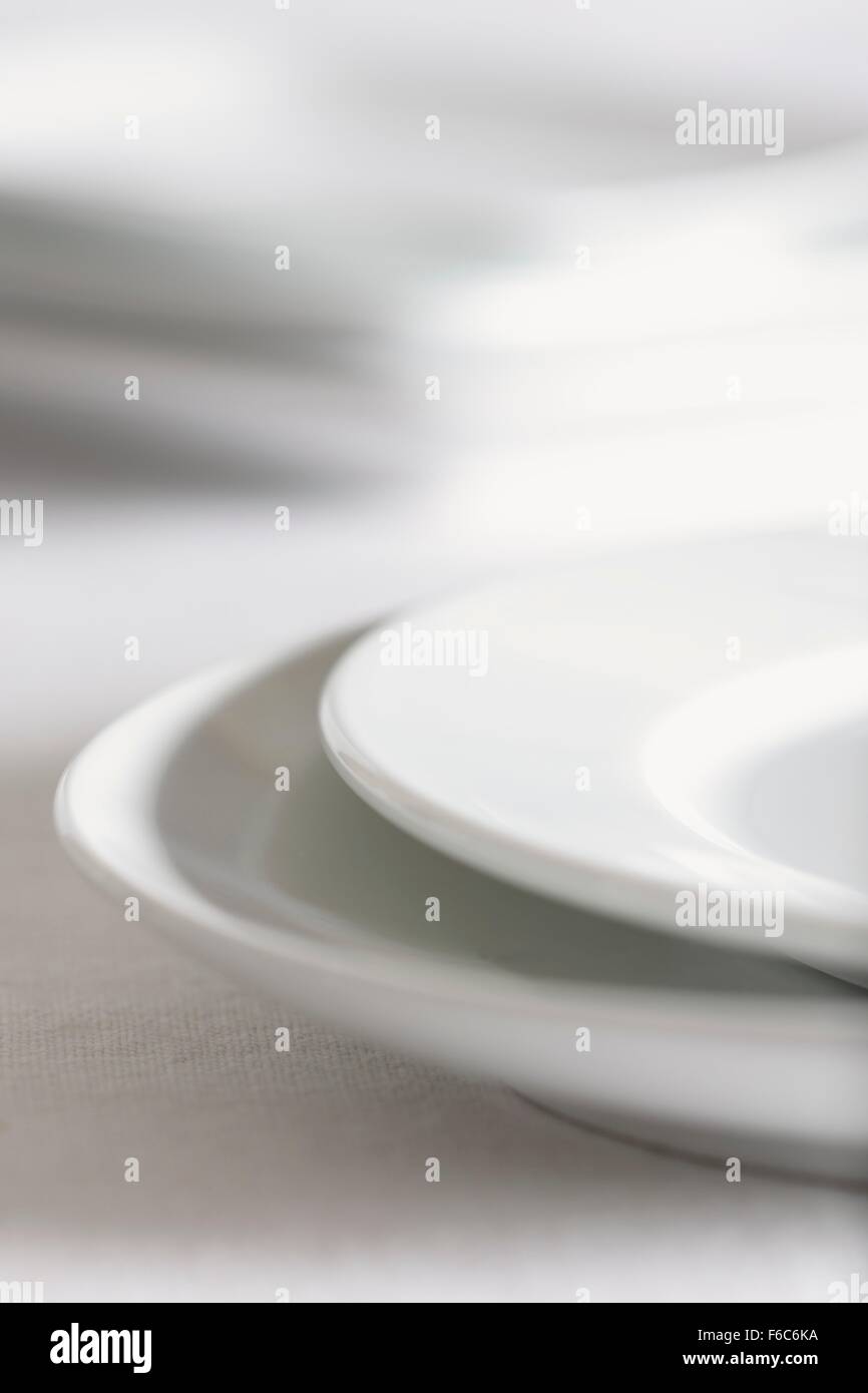 Stacked White Plates Stock Photo - Alamy
