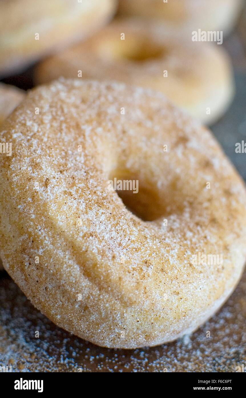 Doughnuts dusted with cinnamon sugar (close-up Stock Photo - Alamy