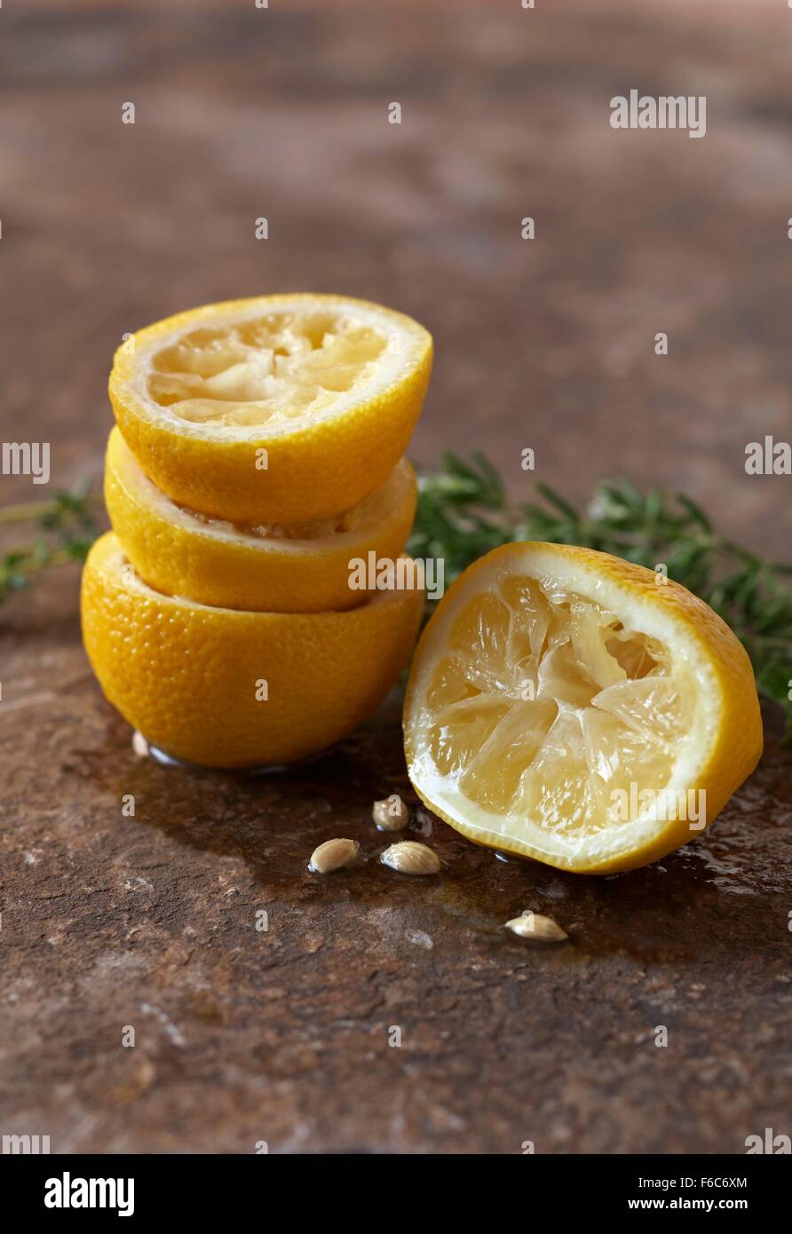 Squeezed lemon halves Stock Photo - Alamy