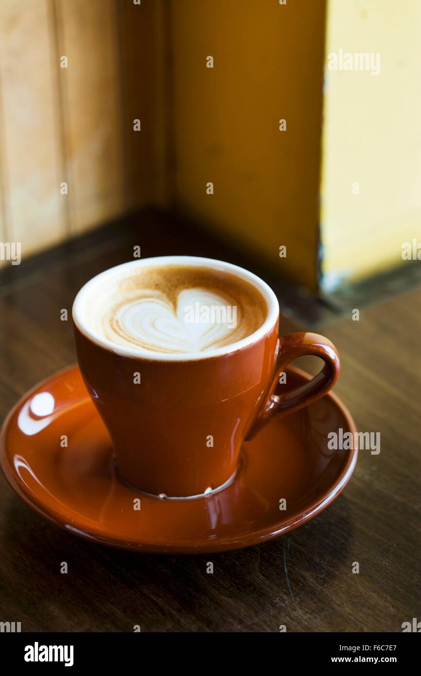 Latte with a Heart Design Stock Photo - Alamy