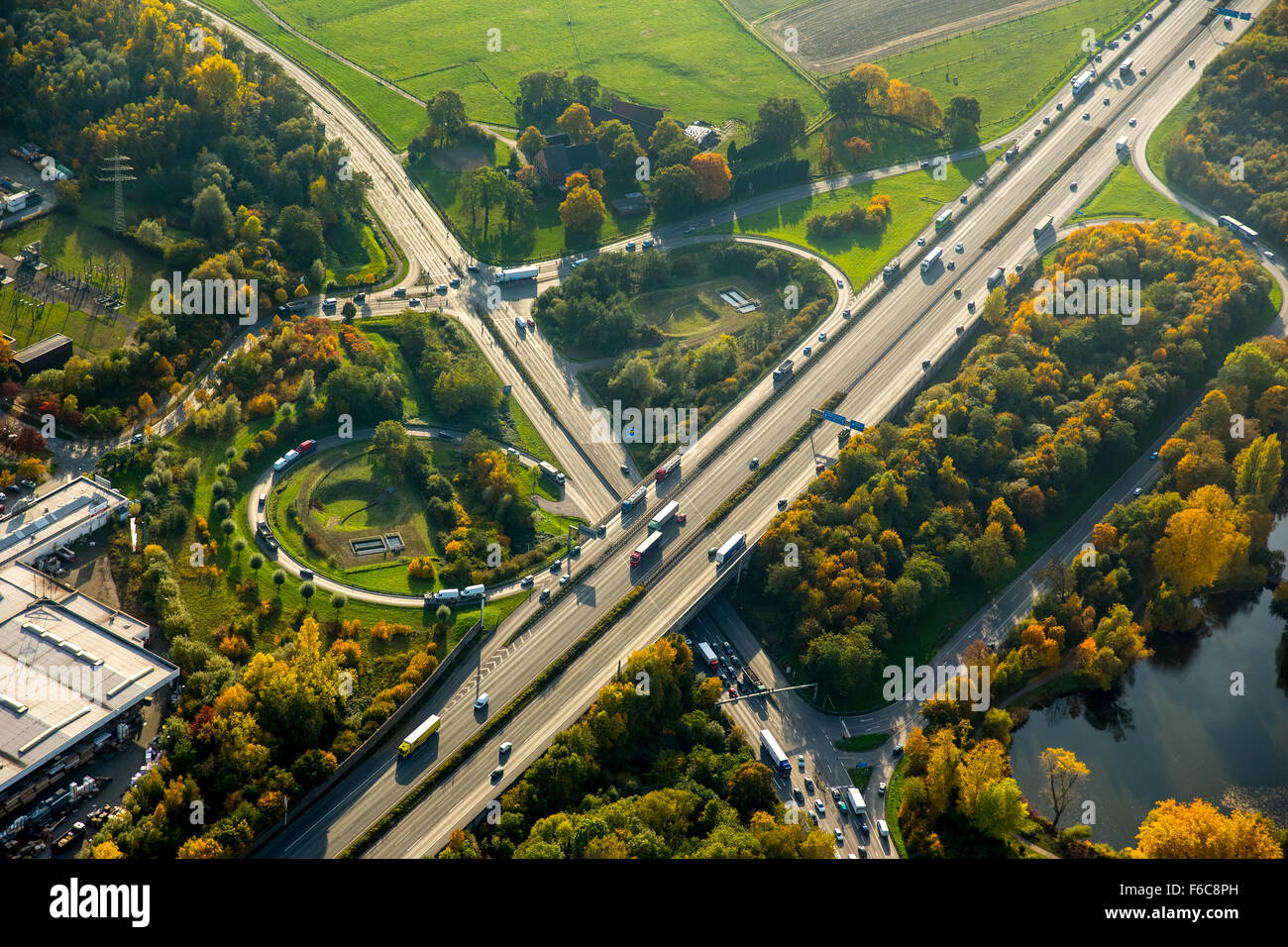 Motorway A2 B 224, Motorway A2, exit, Gladbeck, Ruhrgebiet, North Rhine ...