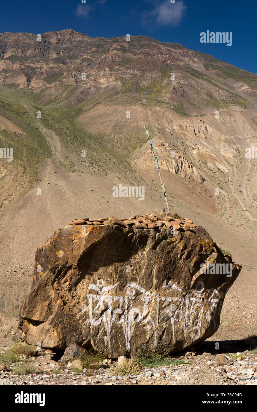 India, Himachal Pradesh, Spiti River valley, Tabo, Tibetan script ...