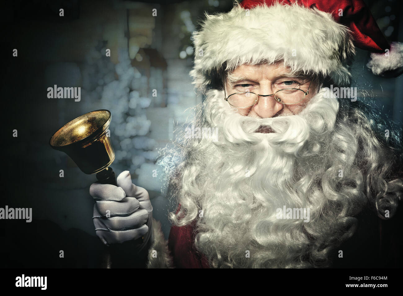 santa claus classic portrait on gray background Stock Photo - Alamy