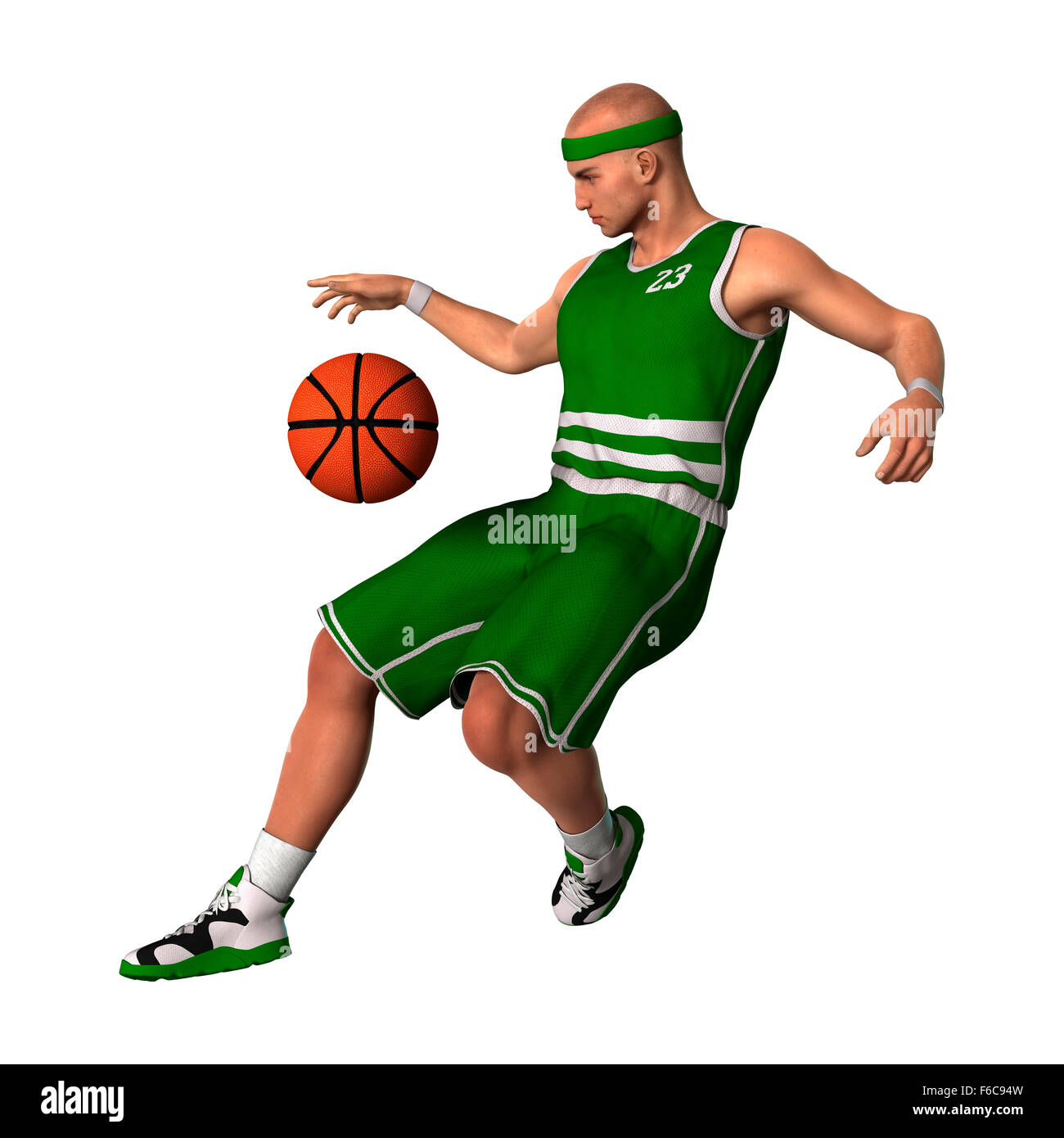 3D digital render of a basketball player with a ball isolated on white ...