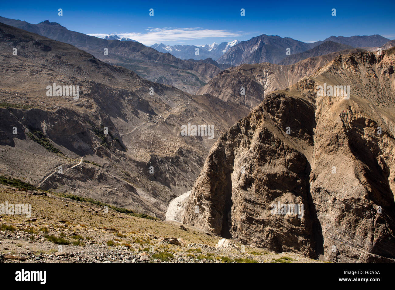 India, Himachal Pradesh, Chango, Hindustan-Tibet Highway above Spiti ...